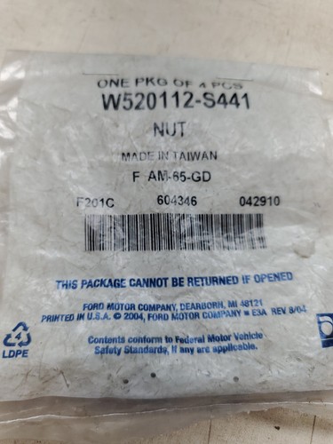 (4) NEW OEM Ford Genuine W520112-S441 Nut | eBay