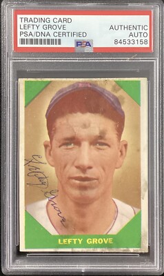 Lefty Grove Signed 1960 Fleer #60 Card Athletics Red Sox Autograph HOF ...