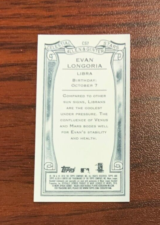 2008 Topps Allen & Ginter Evan Longoria Celestial Stars Insert Mini CS7 ...
