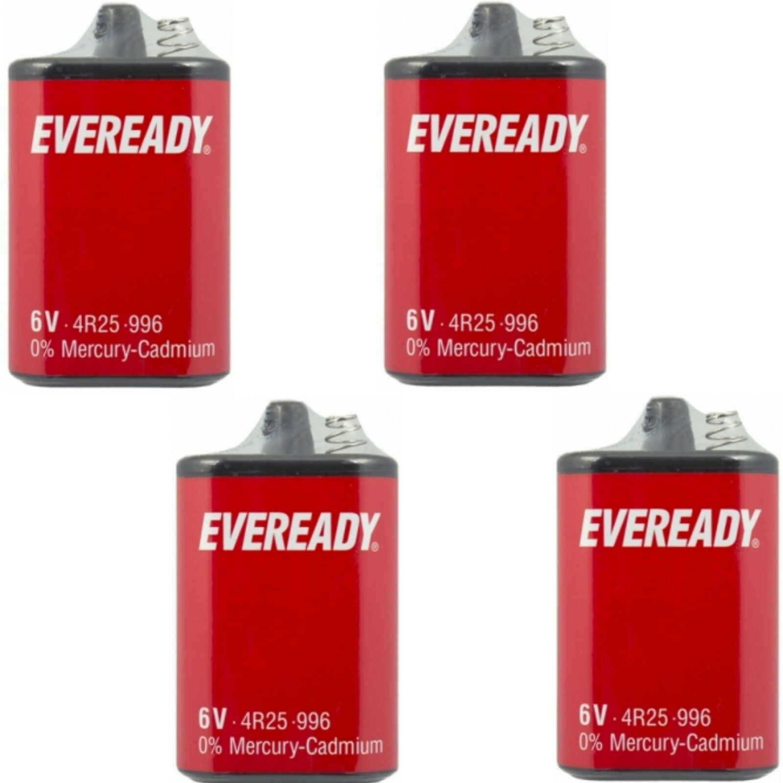 4 EVEREADY 4R25 6V Batteries 6 Volt 996 PJ996 908 908S Lantern 4R25X ...