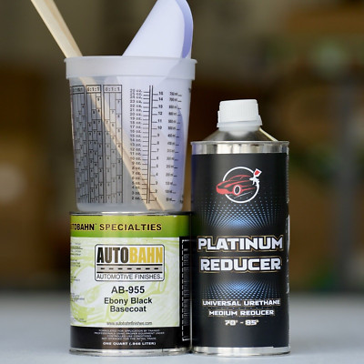 Autobahn Ebony Black Base Coat AB-955 Quart Size Kit W/Reducer! Paint ...
