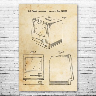Apple Macintosh Computer Poster Patent Print Mac Art Print Computer Lab ...