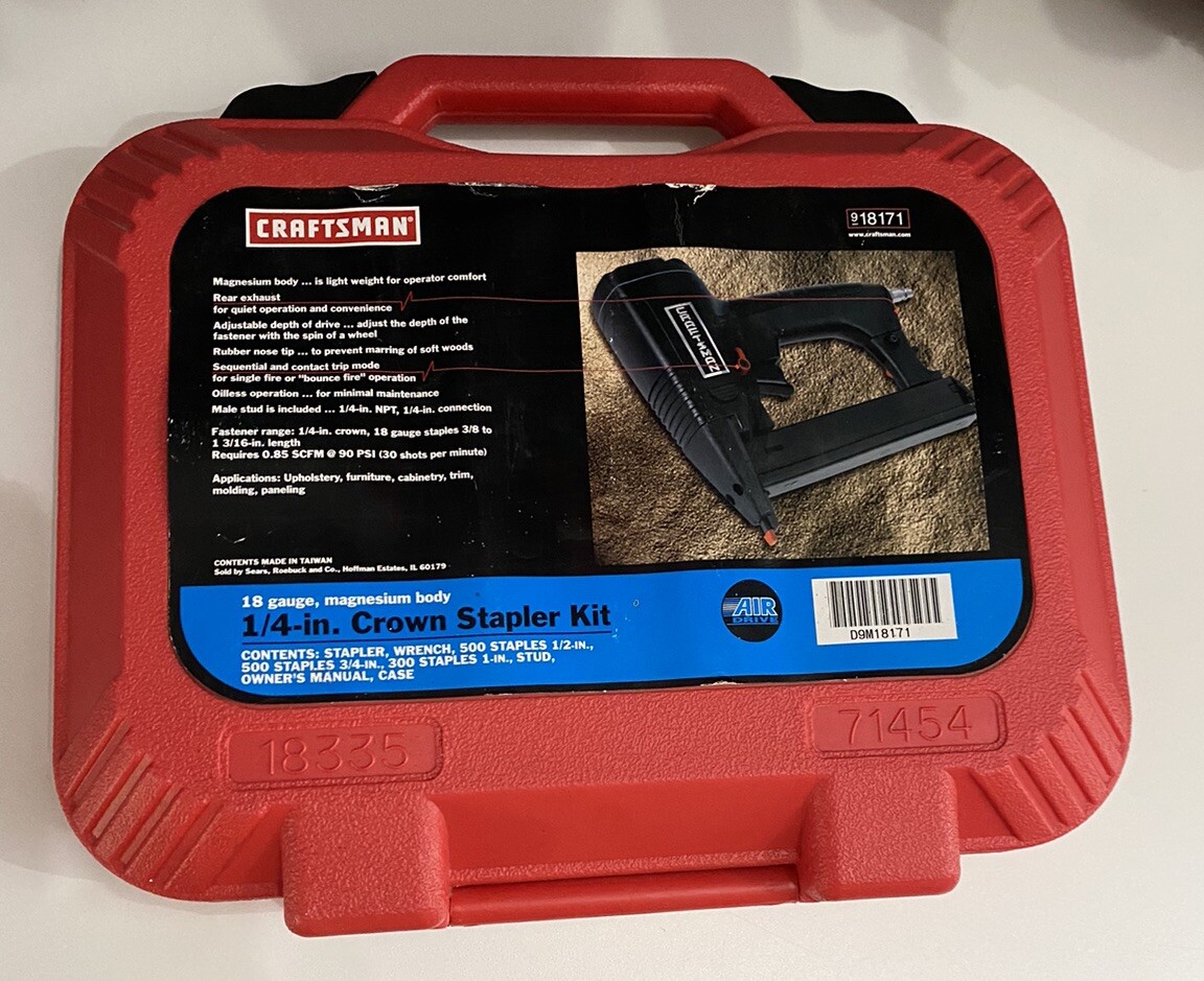 Craftsman 18 Gauge 1/4” Crown Stapler Kit W/case + Manual In English ...