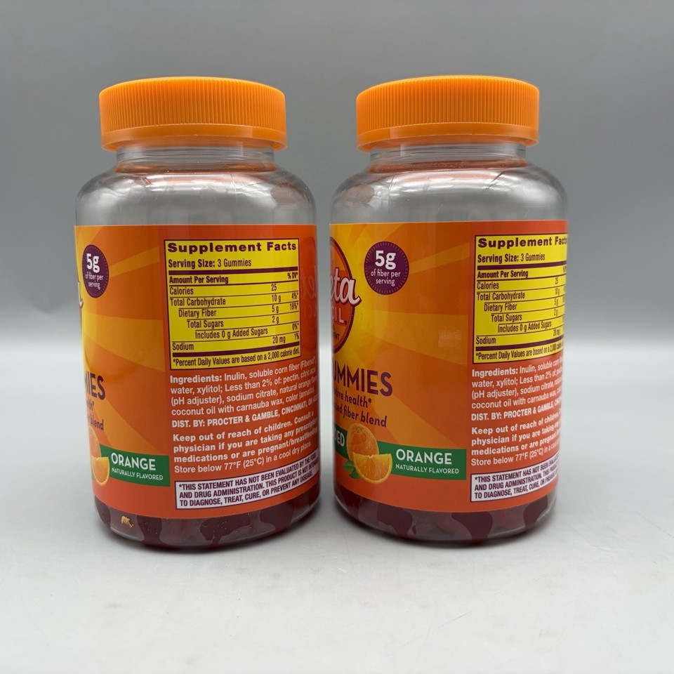 2 Pks Metamucil Fiber Sugar Free Orange Gummies Supplement 72 Ct Exp 12 ...