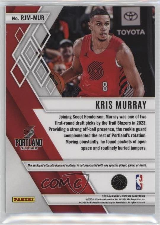 2023-24 Panini Phoenix Rookie Jumbo Memorabilia Kris Murray #RJM-MUR RC ...