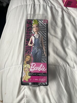 NIB Barbie Fashionistas Girl Doll #124 Petite Mohawk Denim Overalls | eBay