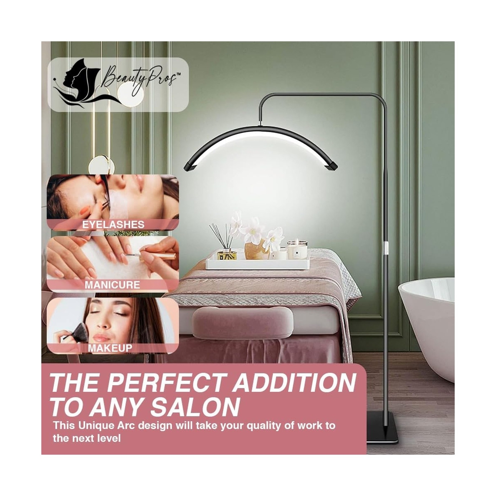 BeautyPros Lash Light for Eyelash Tech - LED Half Moon Light ...