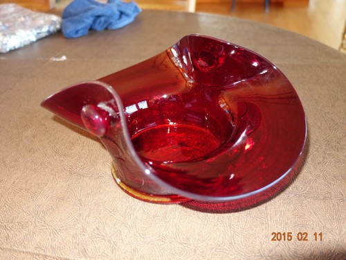 Fenton, Cookies Basket w Wicker/Reed Handle, Shallow, Ruby Red 11”x8”x5 ...