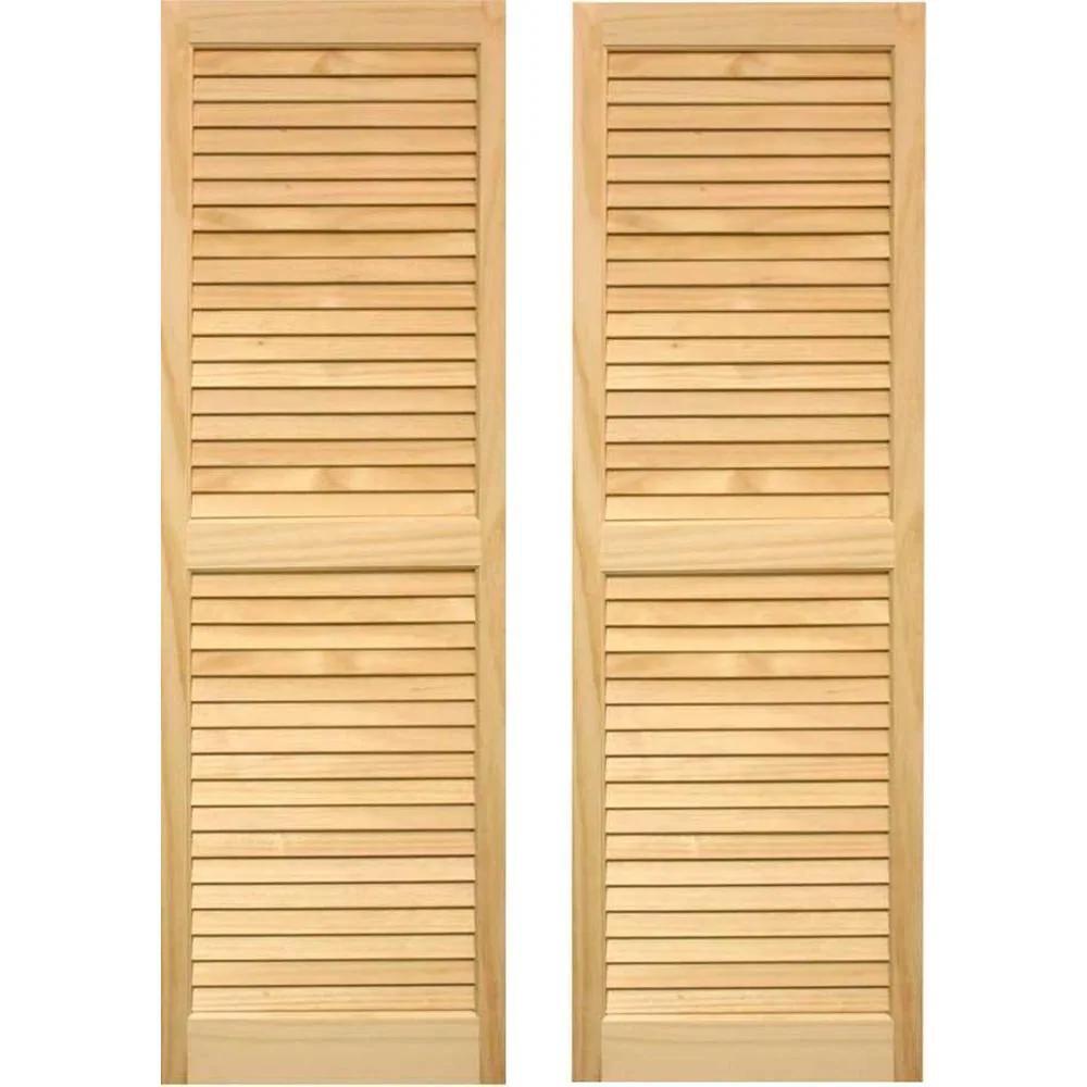 Pinecroft Exterior Louvered Shutters Pair 15 In. x 43 In. Rectangle ...