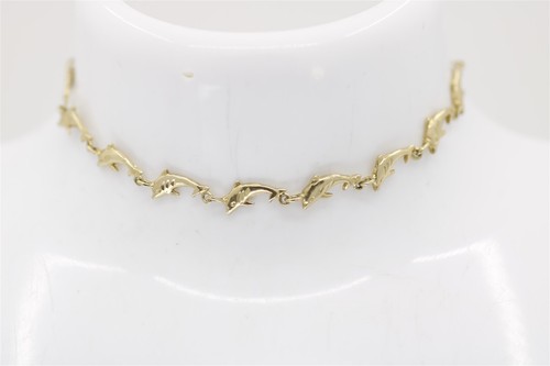 14K Yellow Gold Vintage 7 Inch Dolphin Link Bracelet | eBay