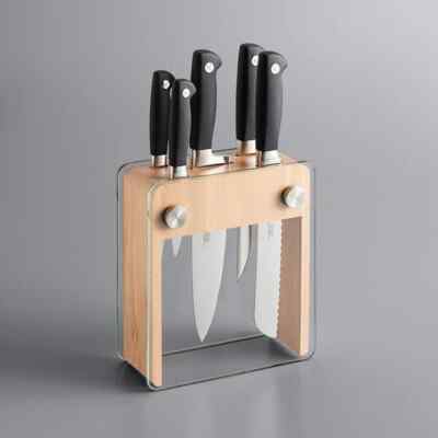 Mercer Culinary Genesis 6-Piece Wood / Glass Knife Block Set | eBay