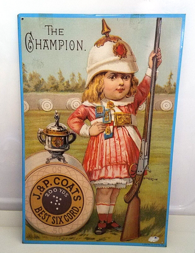 Vintage Retro J & P Coats Thread Advertising Sign "The Champion" Child ...