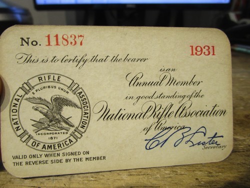 Annual Member Identification Card NRA National Rifle Association ...