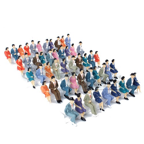 50 pcs. Sitting Plastic Figures 1:32 Miniture People Human People ...