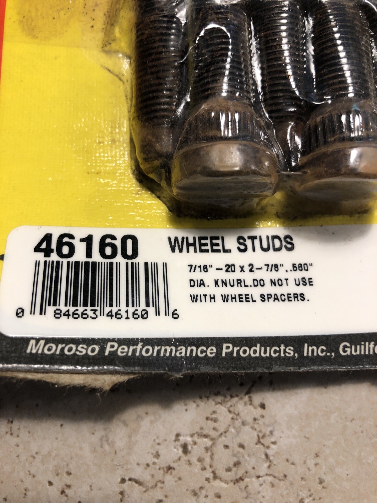 Moroso 46160 Wheel Studs, 7/16-20 x 2-7/8 Inch, .560 In Knurl | Black ...