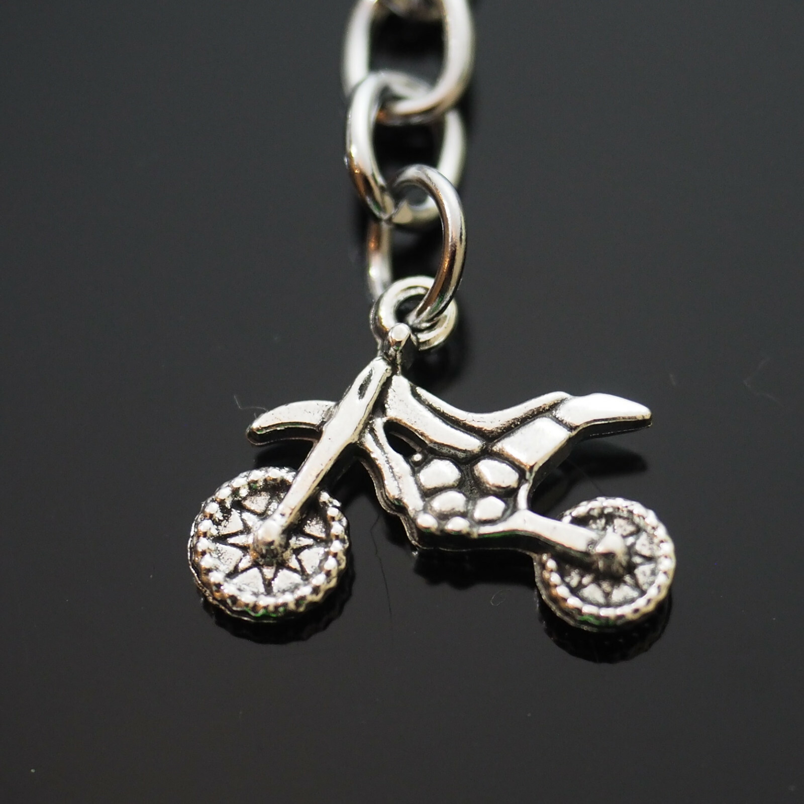 2x PCS - Motorcycle Dirt Bike Moto Cross Steel Silver Chrome Keychain ...