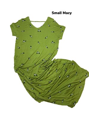 Small LuLaRoe Macy Maxi Dress Solid Green With Feathers Fits 6/8 ...
