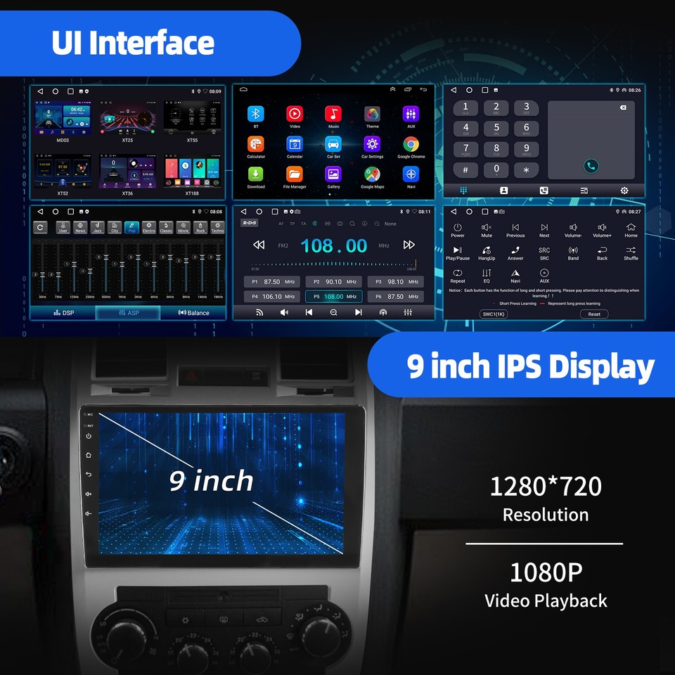 For Chrysler 300 2005-2010 Car Stereo Radio Android 15 Carplay GPS WiFi ...
