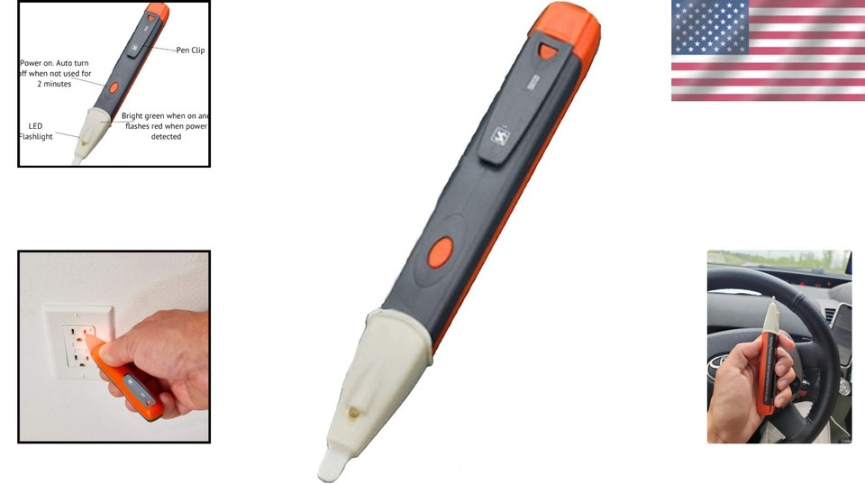 Compact Non-Contact Volt Detector with Flashlight, AC 60-1000V for Safe ...