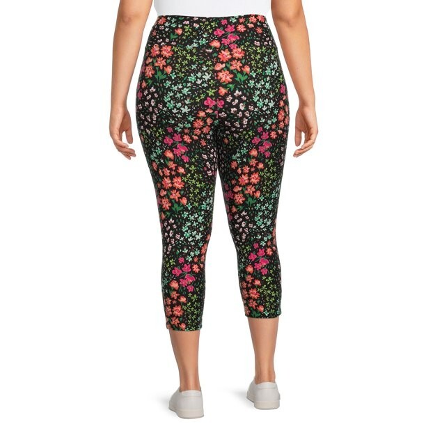 Terra & Sky NEW♈Woman's PLUS Capri legging's size 0X~Black/green/pink ...