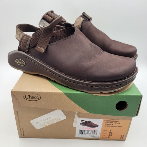 Chaco Toecoop Leather Clogs Mules Women's Sz 8 EU 39 Brown Casual ...