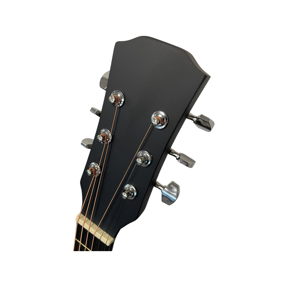 BLACK ACOUSTIC GUITAR 38 INCH ADULT SIZE CUTAWAY HARDWOOD FINISH STEEL ...