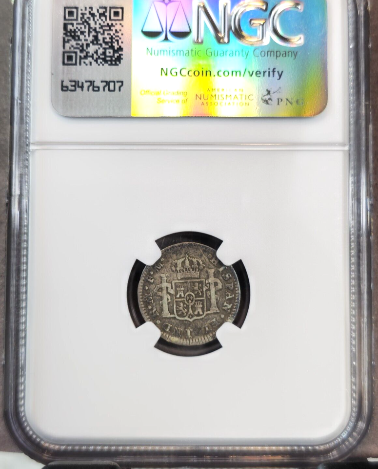 1775 Mo FM MEXICO SILVER 1/2 REAL CHARLES III NGC F 12 SCARCE NICE COIN ...
