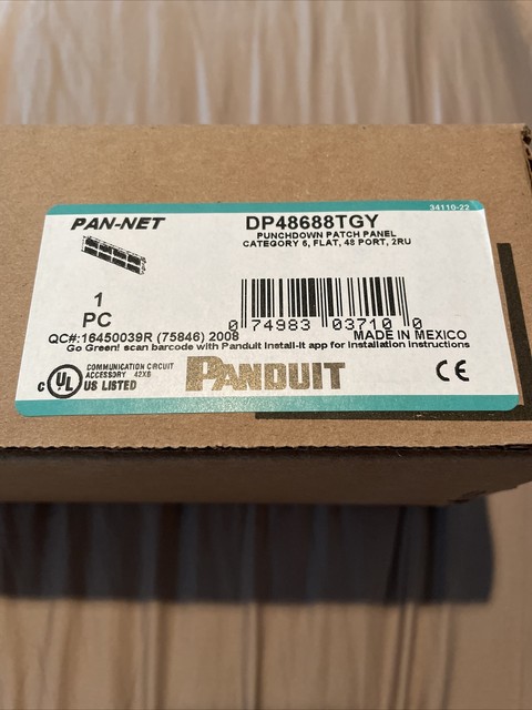 Panduit 2ru 48 Port Cat 6 Punchdown Patch Panel DP48688TGY for sale ...
