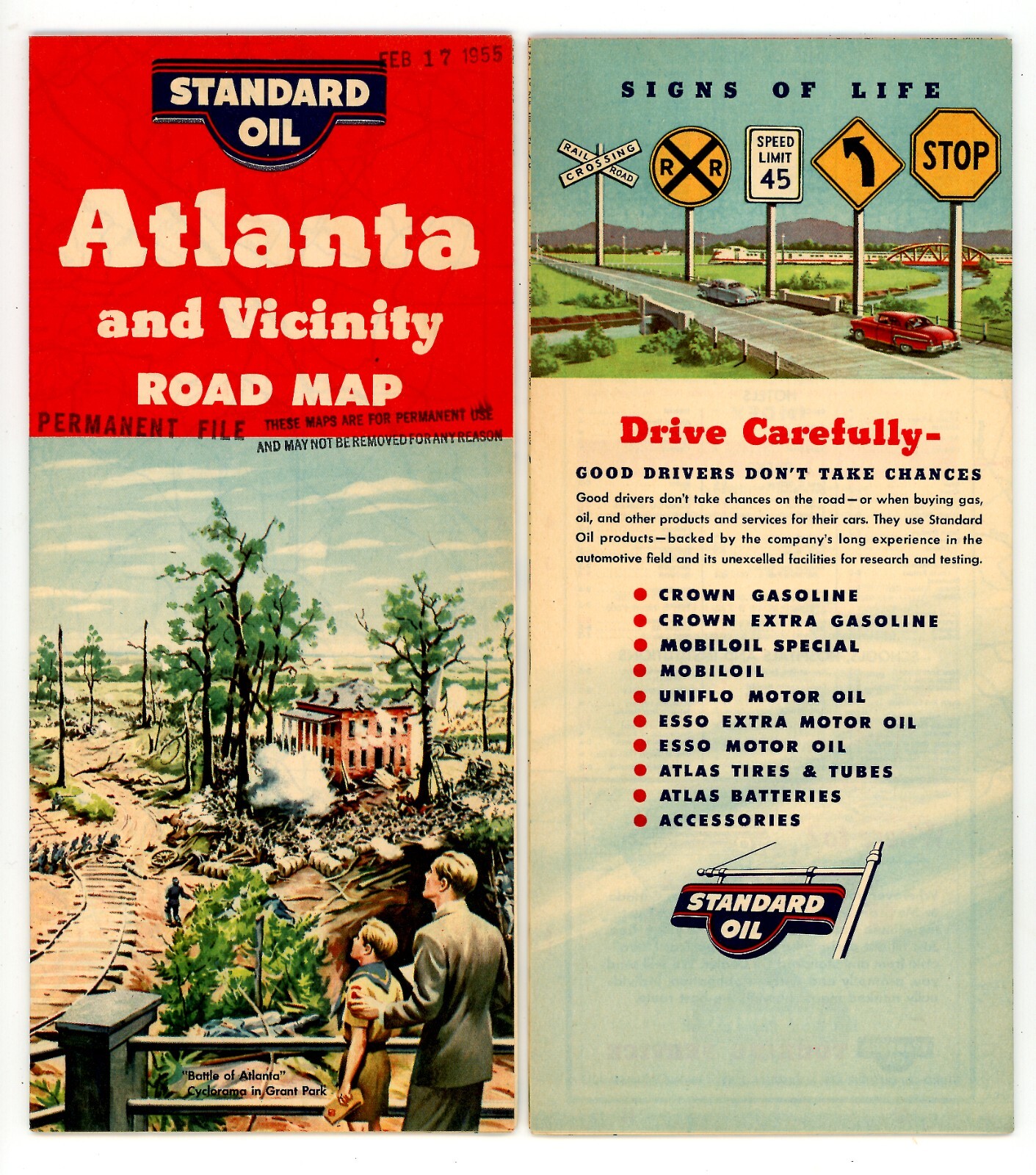 Vintage 1955 Atlanta, Georgia Road Map – Std. Oil of Kentucky (KYSO) | eBay