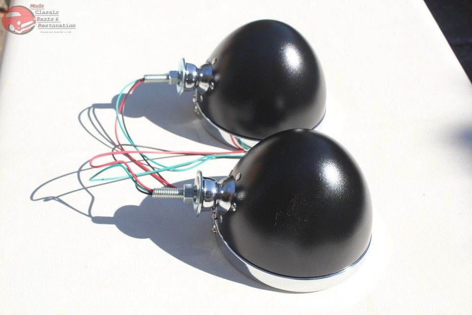 Black Hot Rat Street Rod Roadster Dietz 7" Headlight Lamp Buckets ...