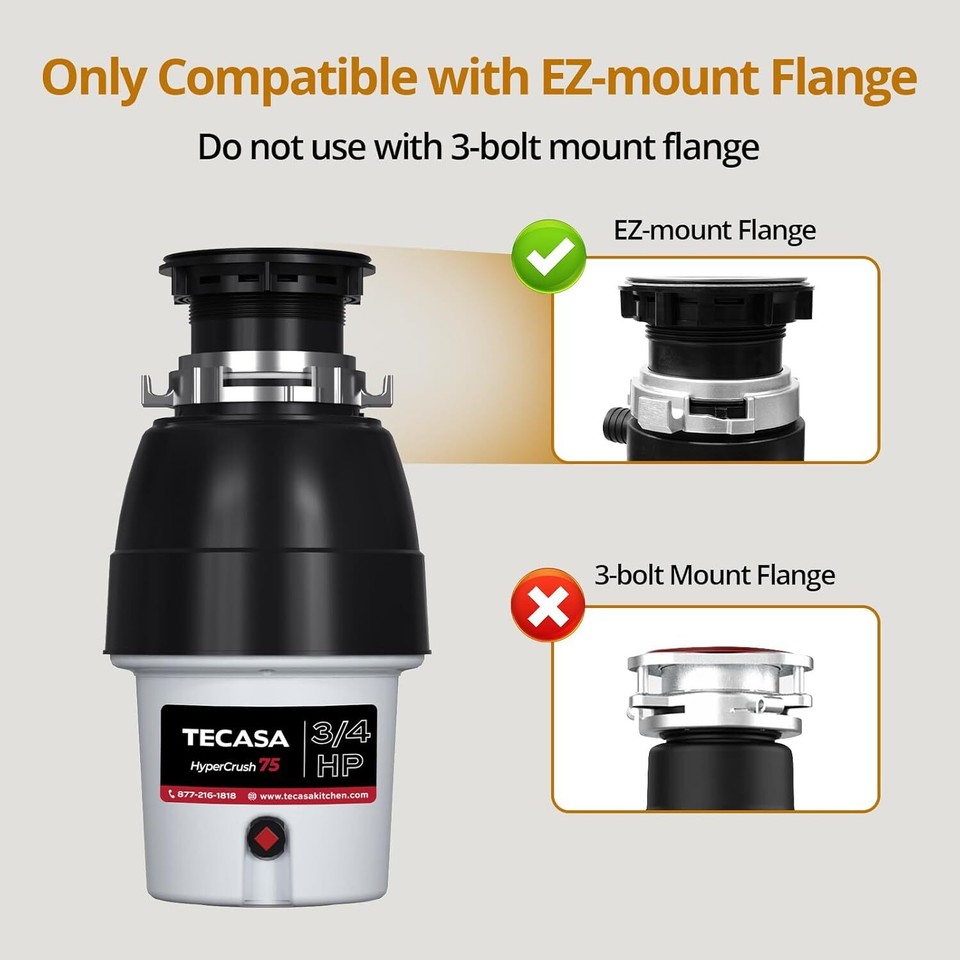 3/4 HP Continuous Feed Garbage Disposal Food Waste Disposer Grinding ...