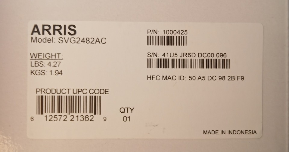 ARRIS Surfboard SVG2482AC 24x8 Cable Modem & AC1750 Wi-Fi 3.0 Router w ...