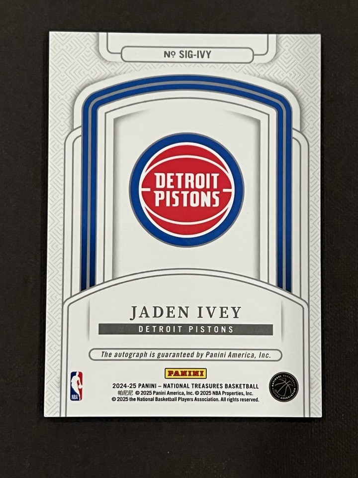 Jaden Ivey 2024-25 National Treasures: Signatures /5 Emerald Pistons ...