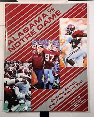 1986 ALABAMA VS NOTRE DAME FOOTBALL PROGRAM CORNELIUS BENNETT MIKE ...