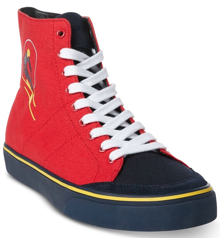 POLO RALPH LAUREN SOLOMON SHOE RED MULTI CANVAS HIGHTOP SNEAKER | eBay
