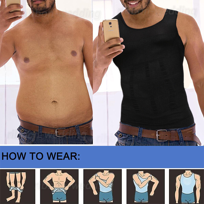 Mens Slimming Body Shaper Compression Shirt Shapewear Shaping Vest ...