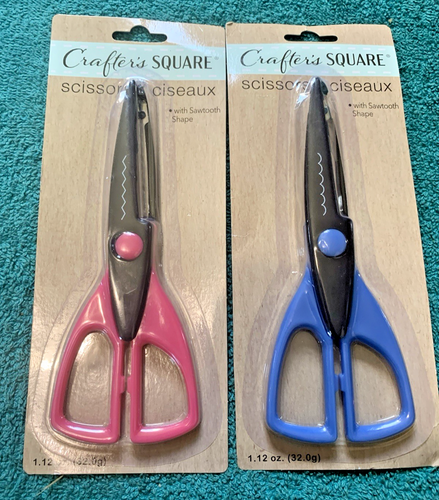 Crafter's Square Scissors Pink and Blue Sawtooth Shape 2 Pairs New ...