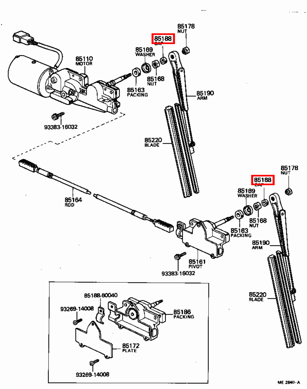 Genuine Toyota LandCruiser BJ42 BJ41 BJ40 Windscreen Wiper Arm Pivot ...