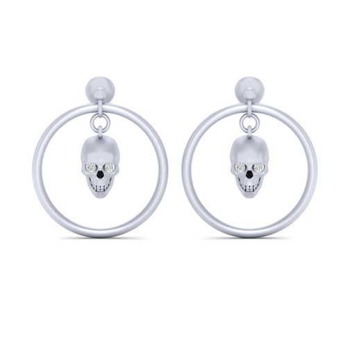 Hanging Skull Dangle Earrings Simulated 925 Silver Skull Earrings Funky ...