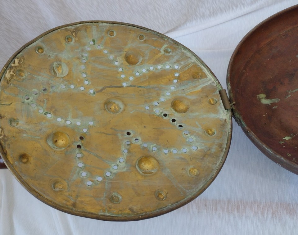 18th Century Bed Warmer Historic Example Solid Brass Copper & Wood 99cm ...