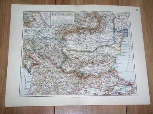 1912 ANTIQUE MAP OF TURKEY IN EUROPE GREECE ALBANIA SERBIA BULGARIA ...