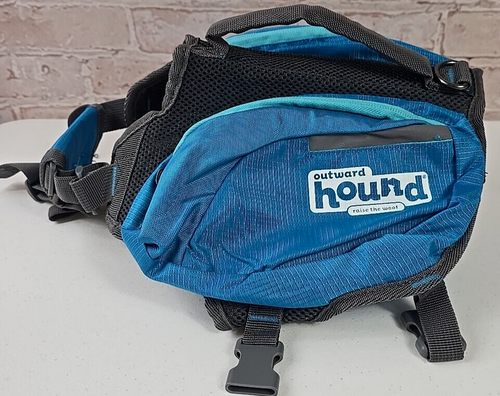 Outward Hound Dog Backpack Harness Hiking Saddlebag Zipper Pockets Blue ...