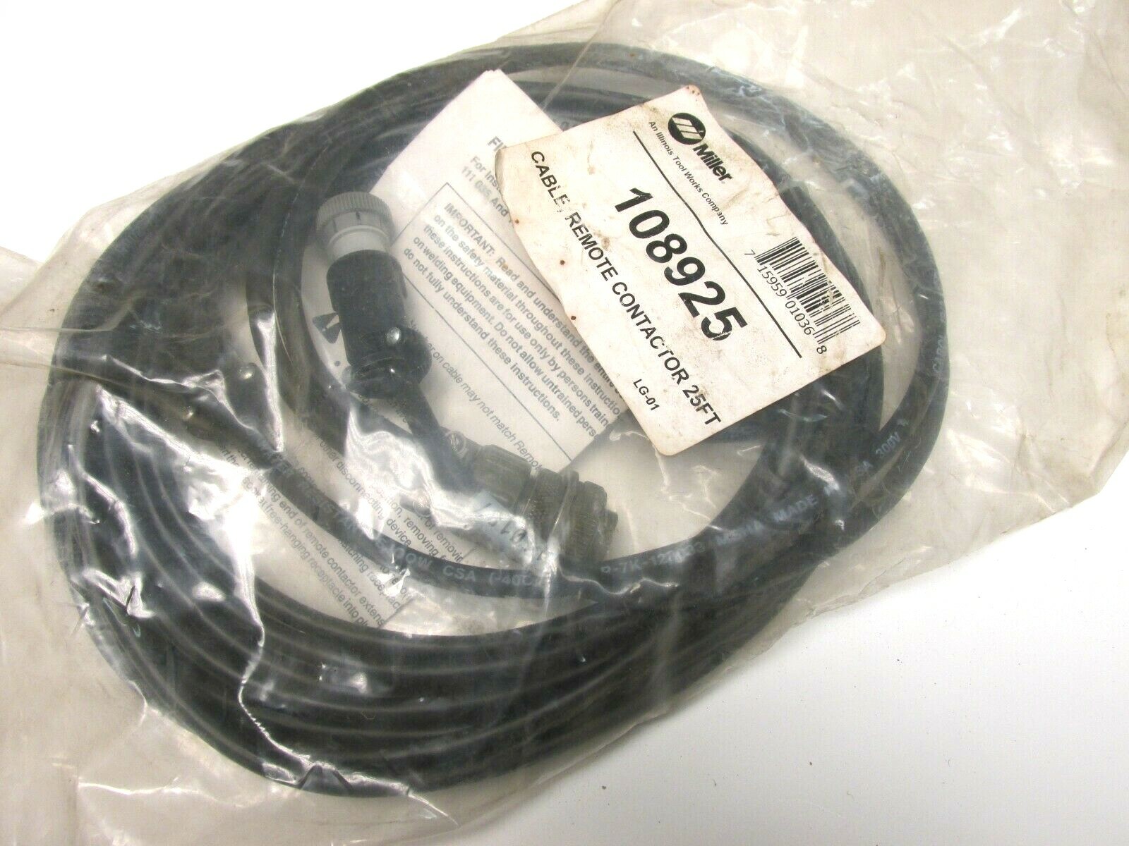 NEW Miller Remote Contactor Cable 25' Welders Cat# 108925 ..UQ-28 | eBay