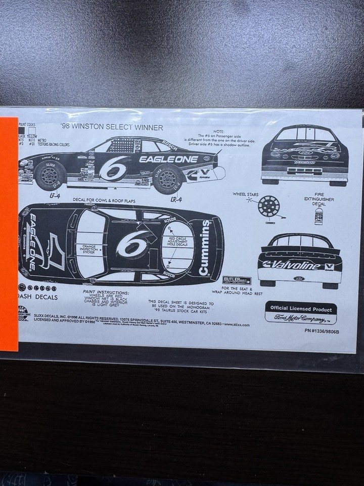 1/24 Slixx Mark Martin Eagle One 1998 Winston Winner Decal | eBay