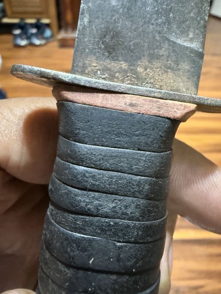 Vintage KA-BAR Style Fighting Knife WWII Era Leather Handle Unmarked ...