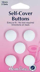 Hemline Self Cover Buttons Round Plastic Top 11mm,15mm,18mm, 22mm,29mm ...