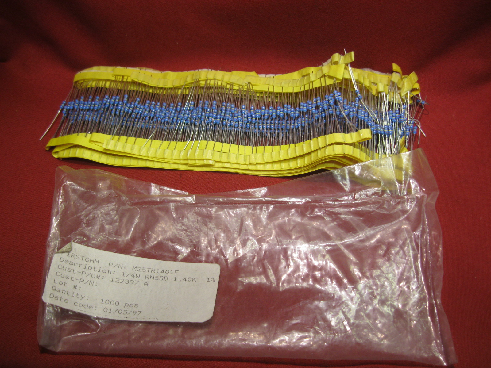 M25TR1401F FIRSTOHM Resistors 1.40K Ohms 1/4W 1% Tolerance Lot of 350 ...