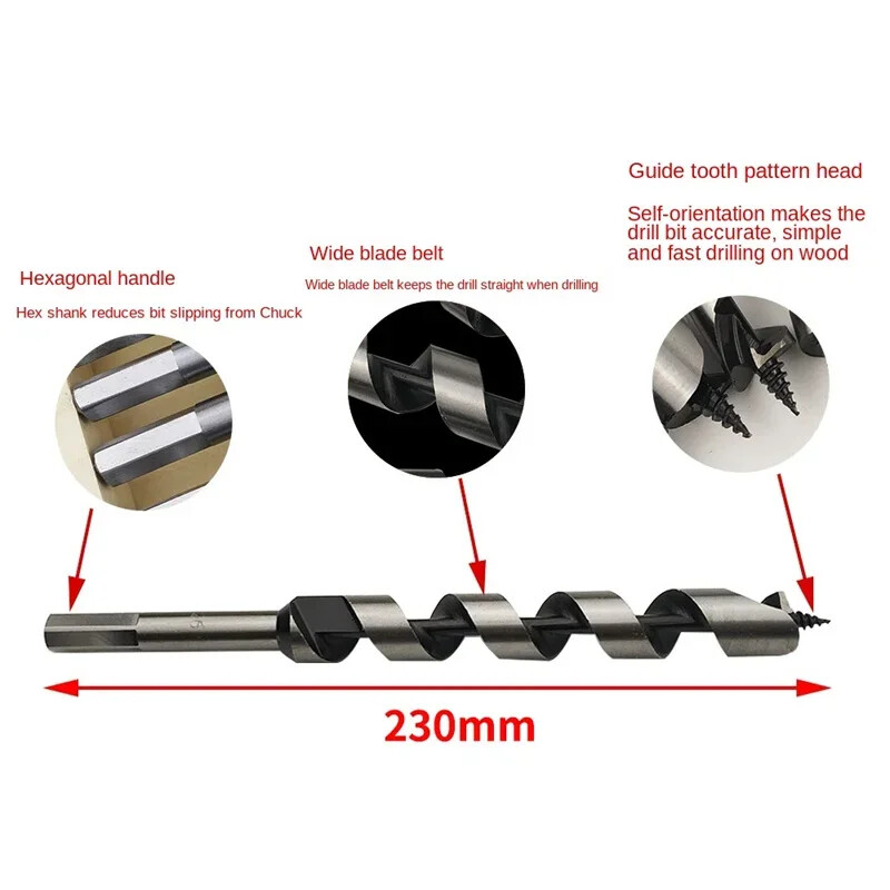 Auger Drill Bits Wood Carpenter Masonry Wood Drills Set for Woodworking ...