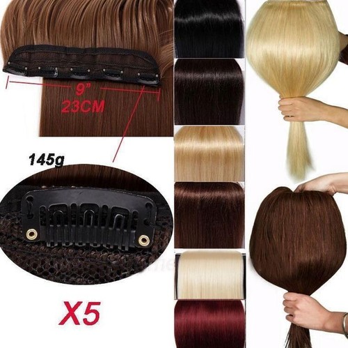 Half Full Head 5 Clips One Piece Clip in Hair Extensions Long Straight ...