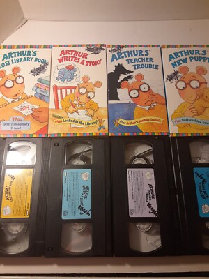 4x Arthur VHS tapes PBS KIDS WRITES A STORY NEW PUPPY TEACHER TROUBLE ...